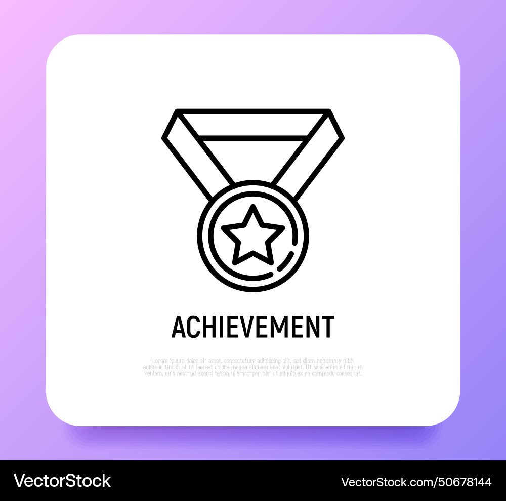 Achievement thin line icon medal with star Vector Image
