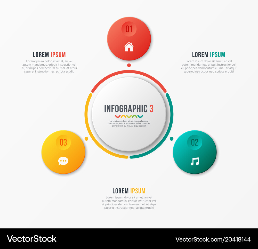 Circle chart template with 3 options Royalty Free Vector
