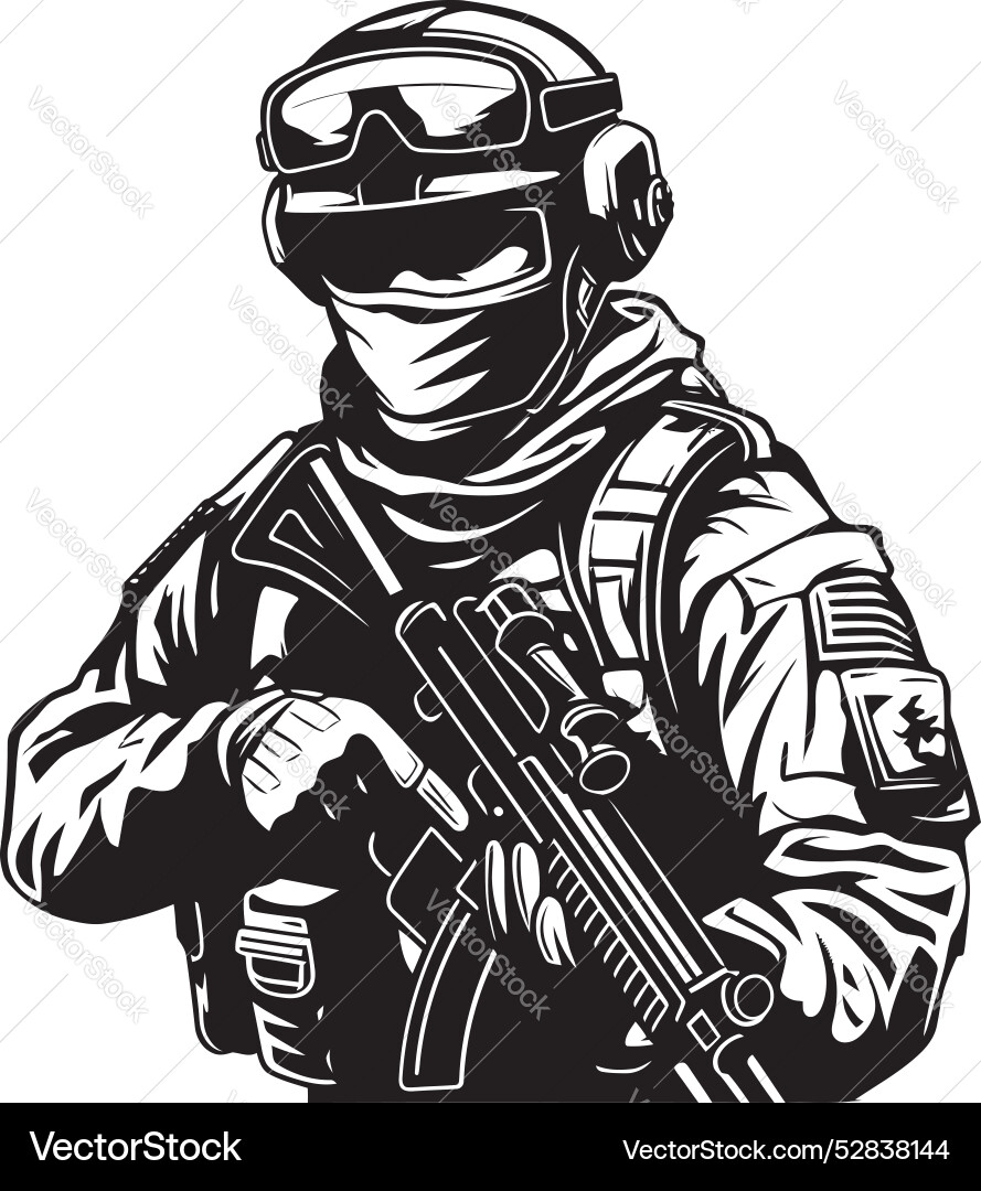 Combat guardian military rifle emblem Royalty Free Vector