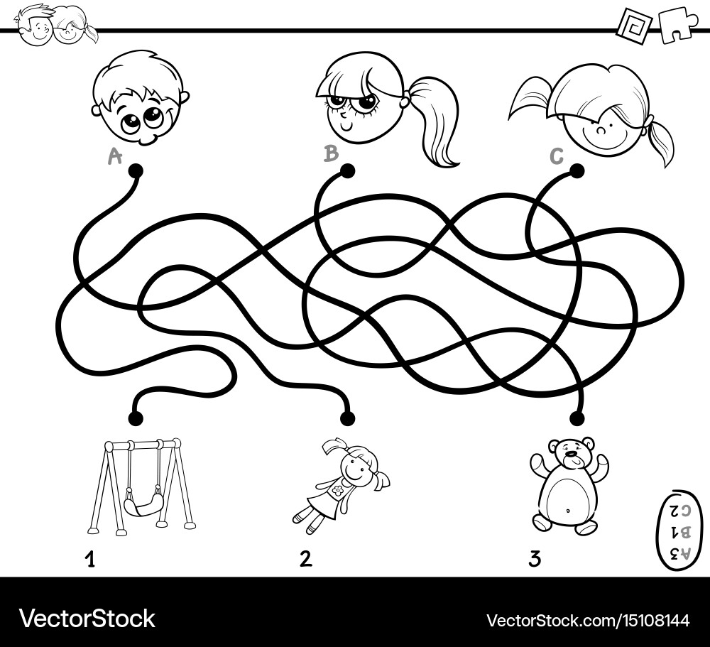 Kids Maze Coloring Page Royalty Free Vector Image
