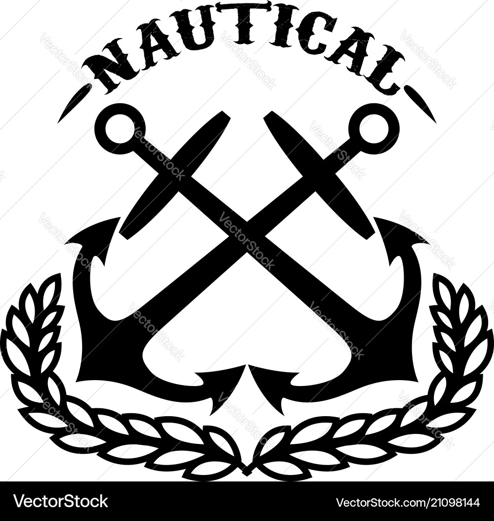 Nautical emblem template with wreath and crossed Vector Image