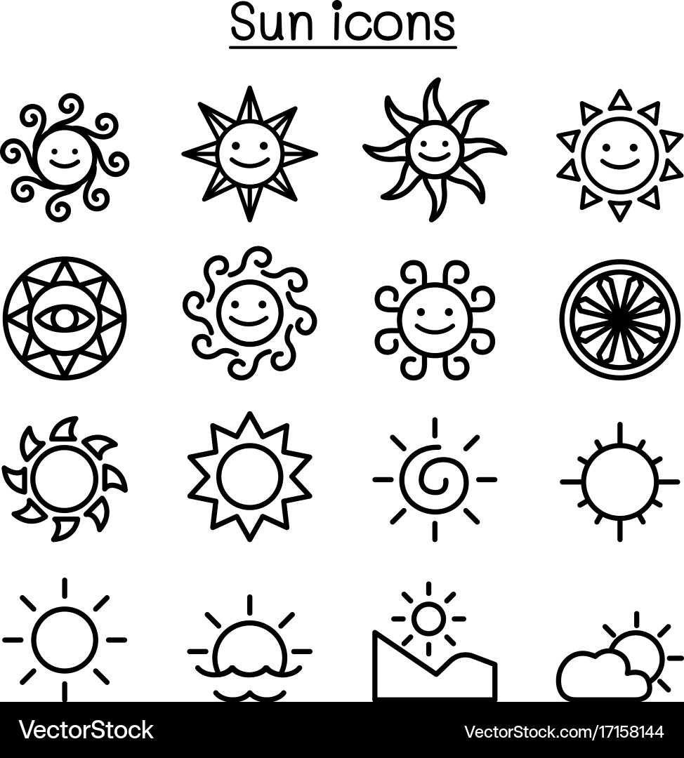 Sun icons set Royalty Free Vector Image - VectorStock