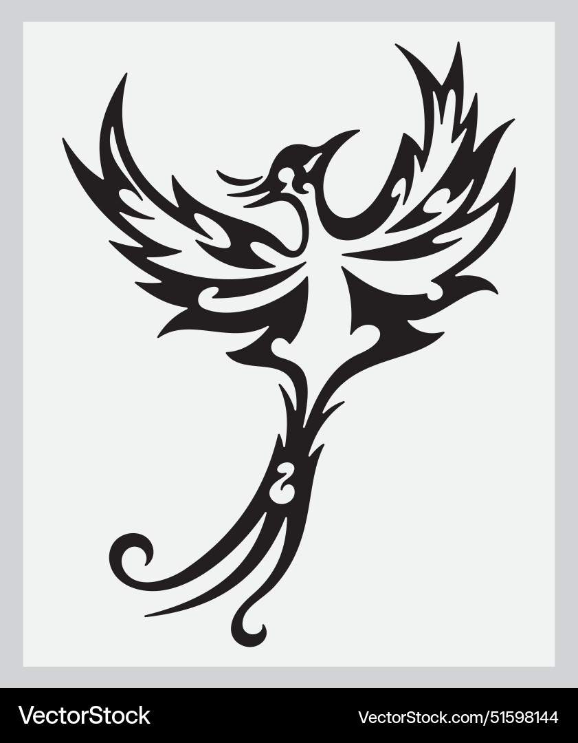 Tribal phoenix in flight Royalty Free Vector Image