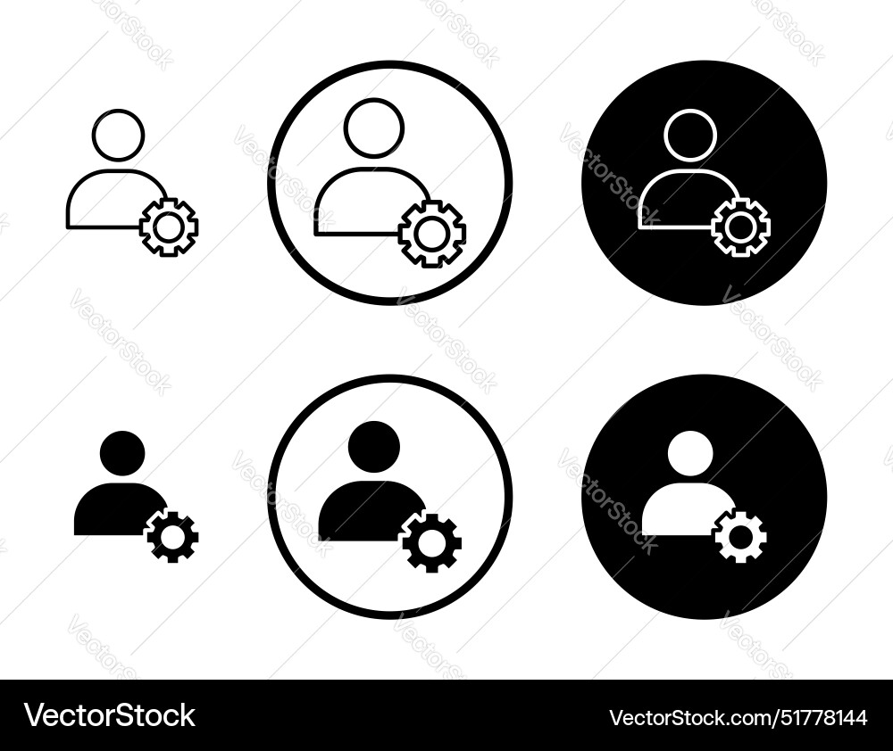 User gear line icon set Royalty Free Vector Image