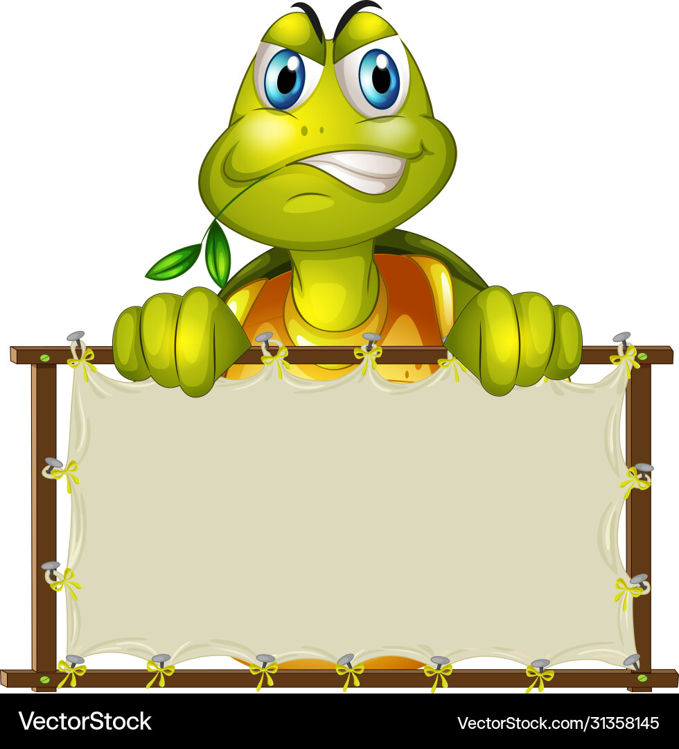 Board Template mit niedlichen Tortoise auf weiß Vektorbild