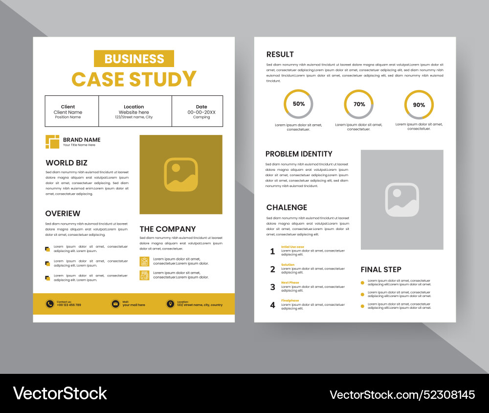 Business case study layout flyer Royalty Free Vector Image