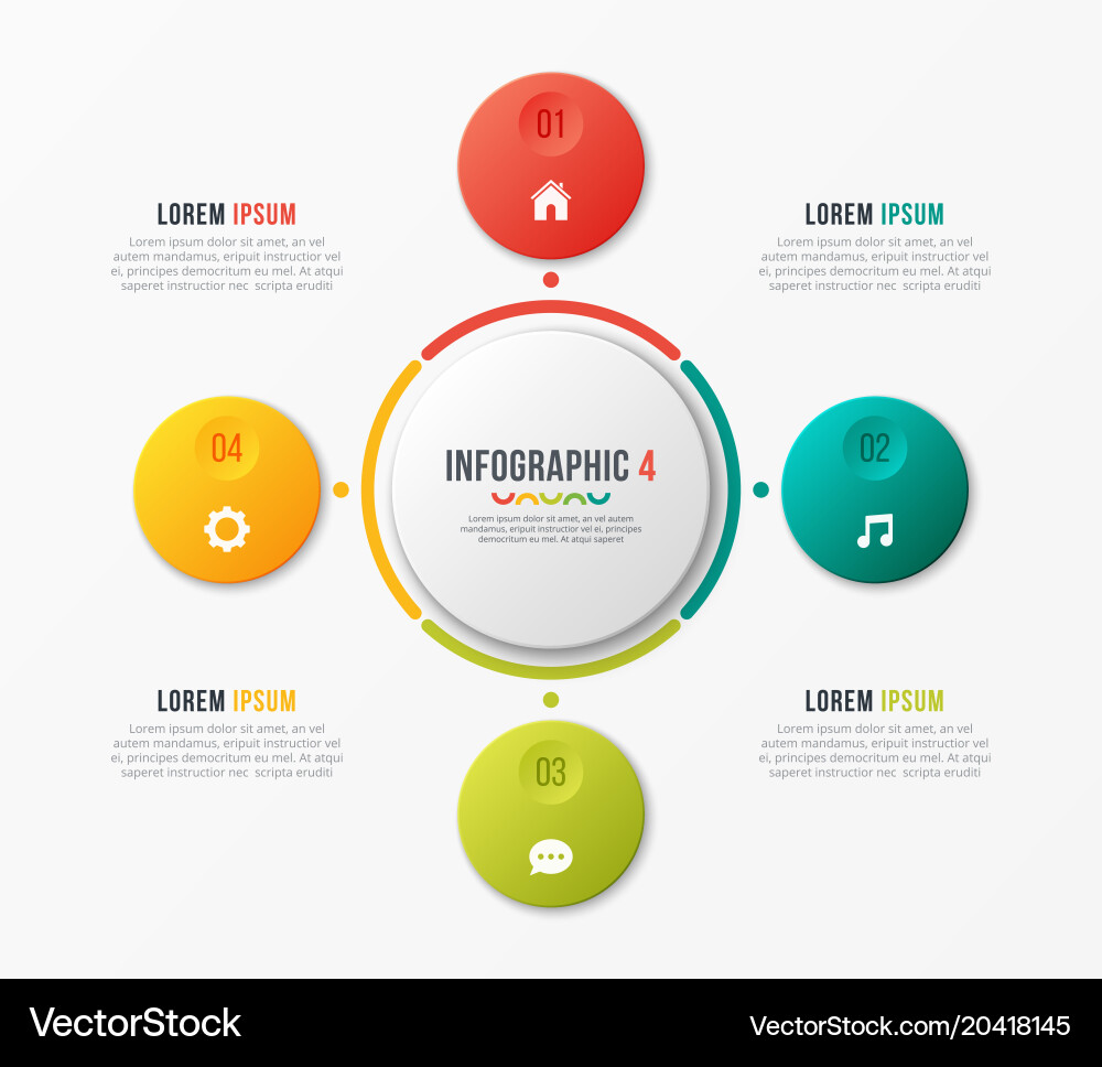 Circle chart template with 4 options Royalty Free Vector