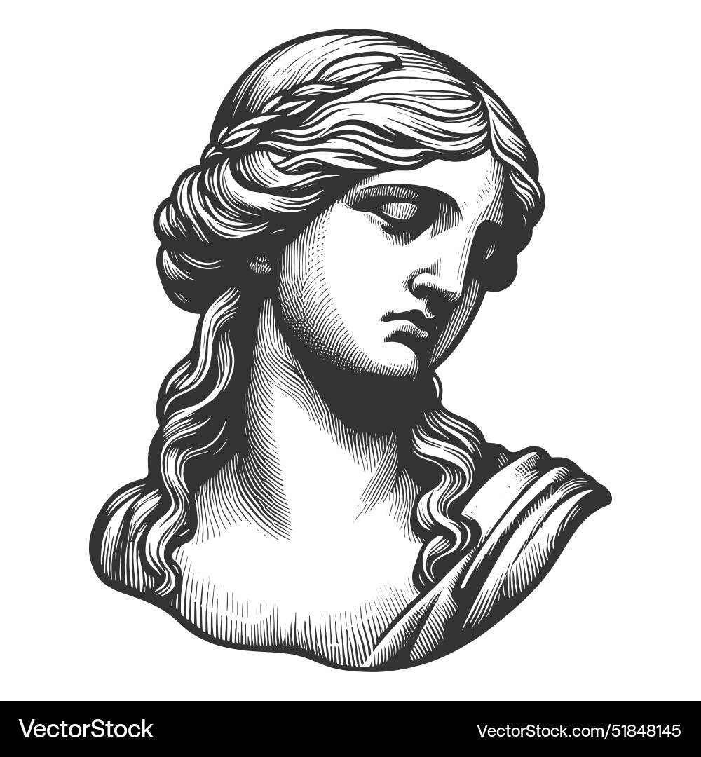 Classical greek statue line art Royalty Free Vector Image
