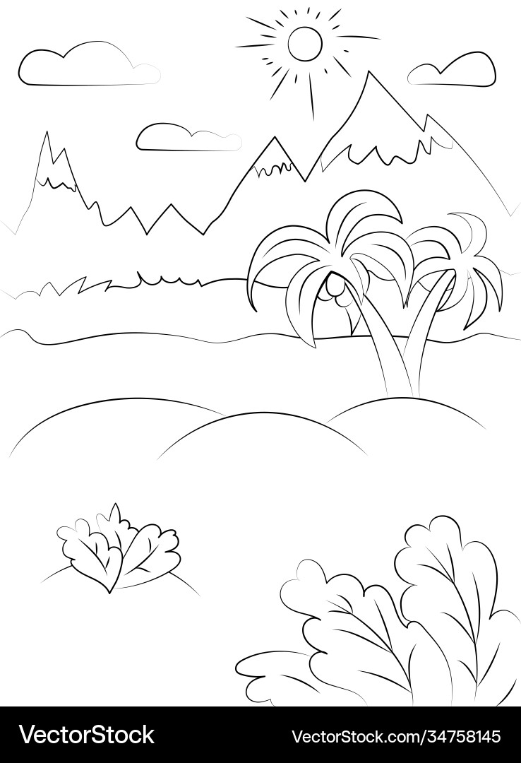 Coloring page outline nature Royalty Free Vector Image