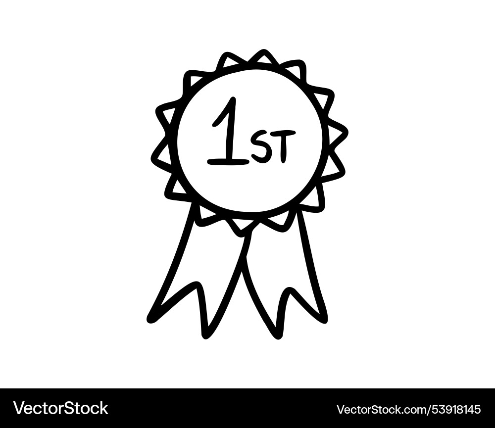 First place winner reward rosette hand drawn Vector Image