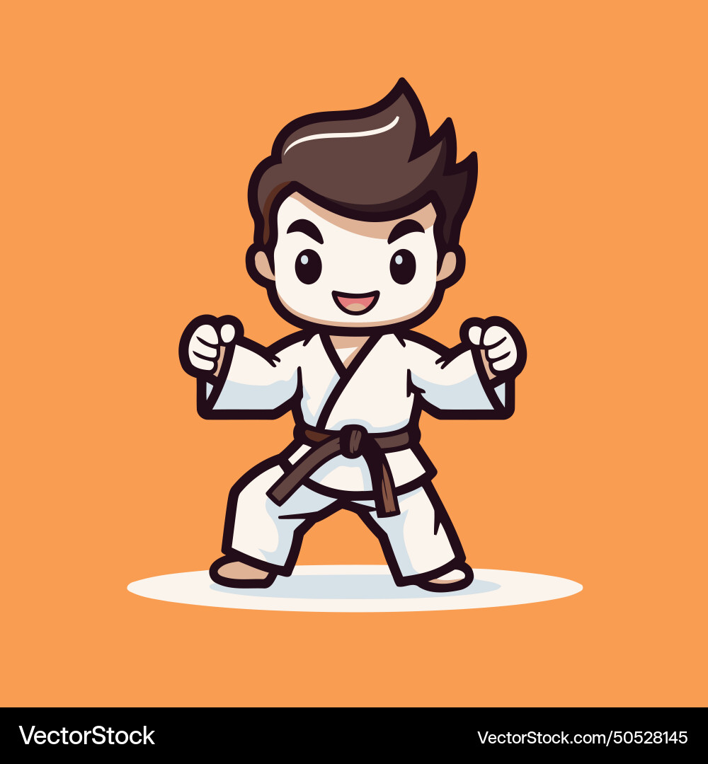 Karate boy cartoon character design Royalty Free Vector