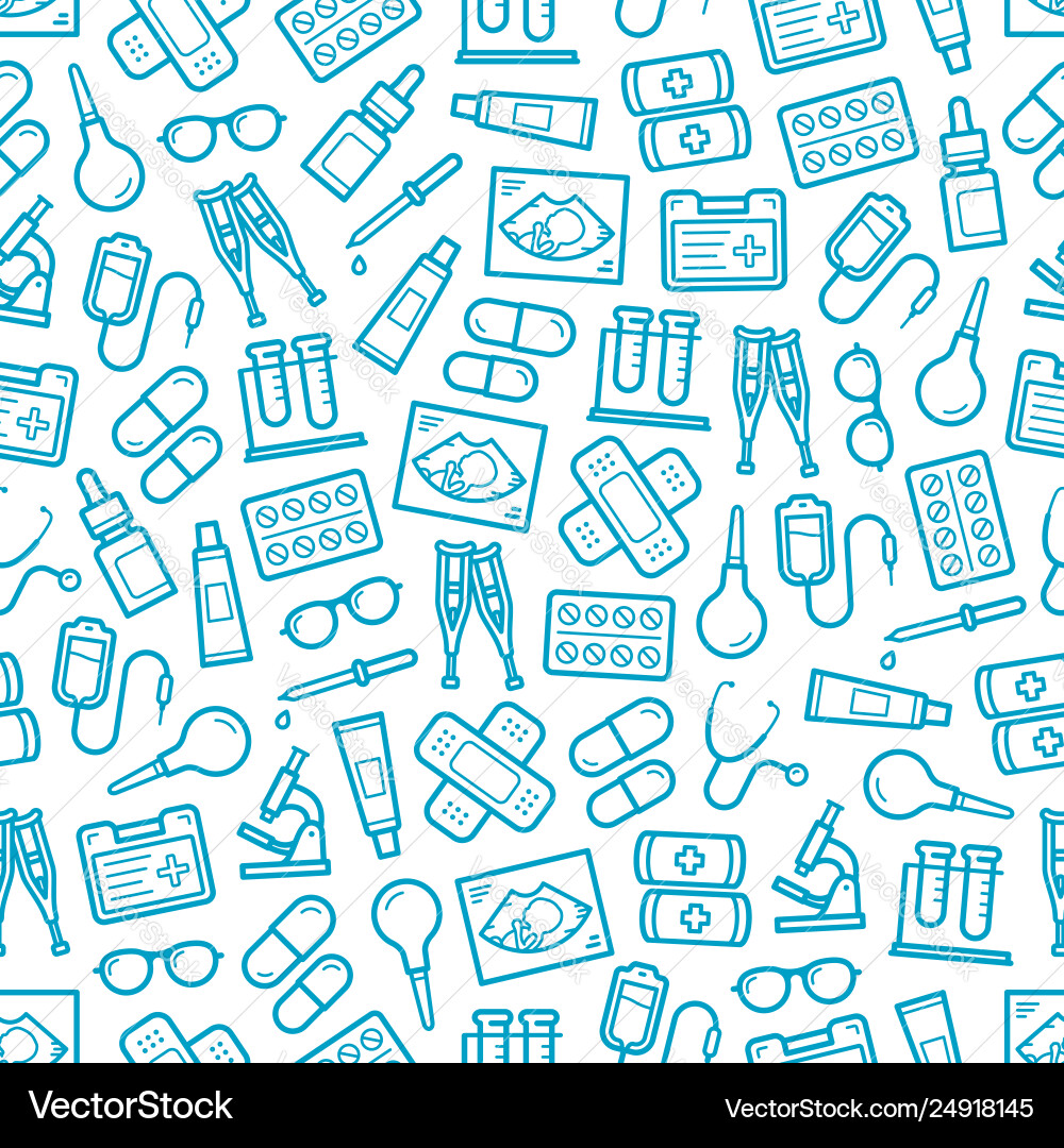 Medical hospital and pharmacy seamless pattern Vector Image