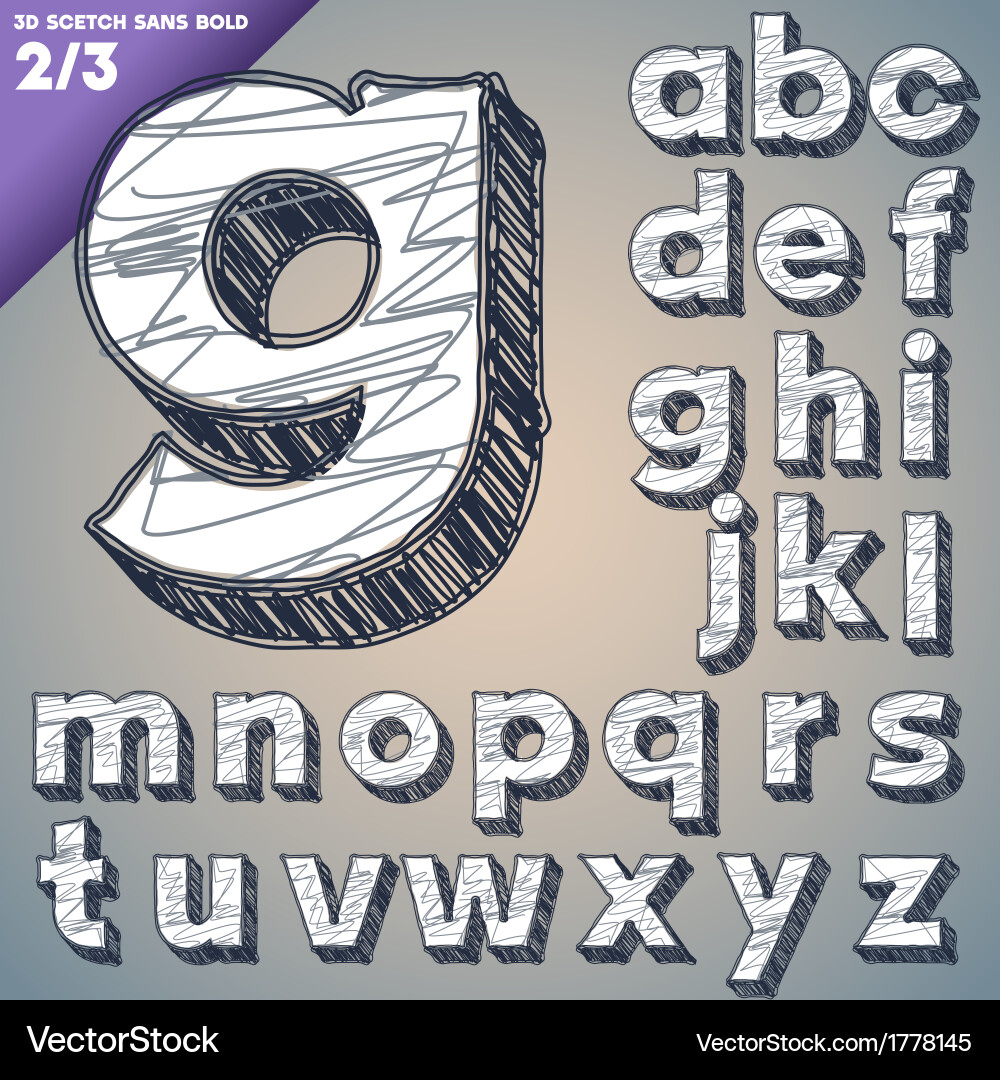 Sketch hand drawing alphabet Royalty Free Vector Image