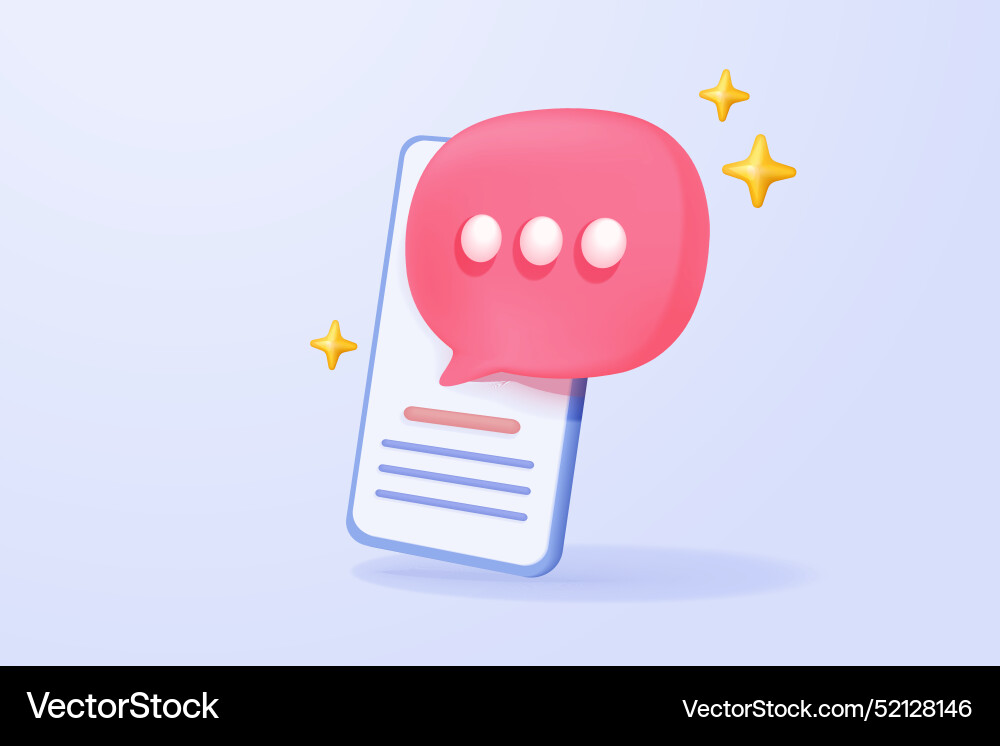 3d speech bubbles on mobile phone with alert Vector Image