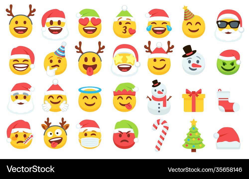 Christmas emoji Royalty Free Vector Image - VectorStock