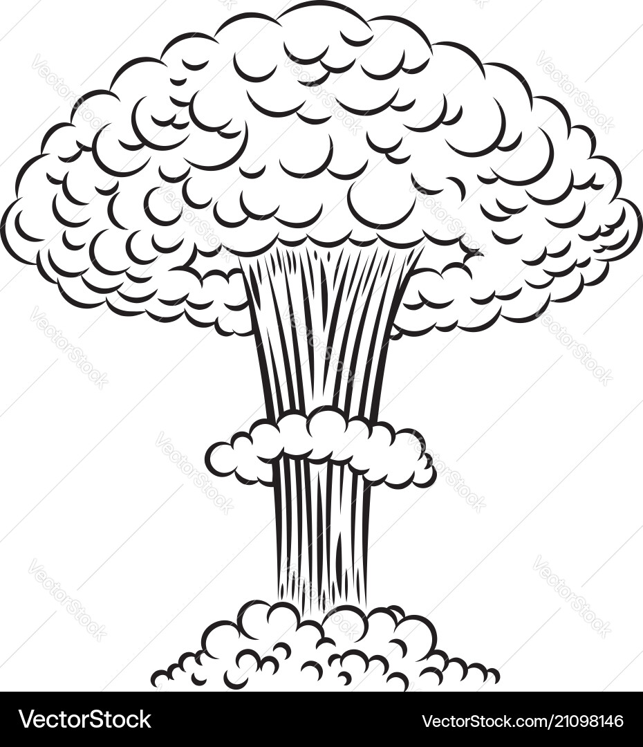 Comic style nuclear explosion on white background Vector Image