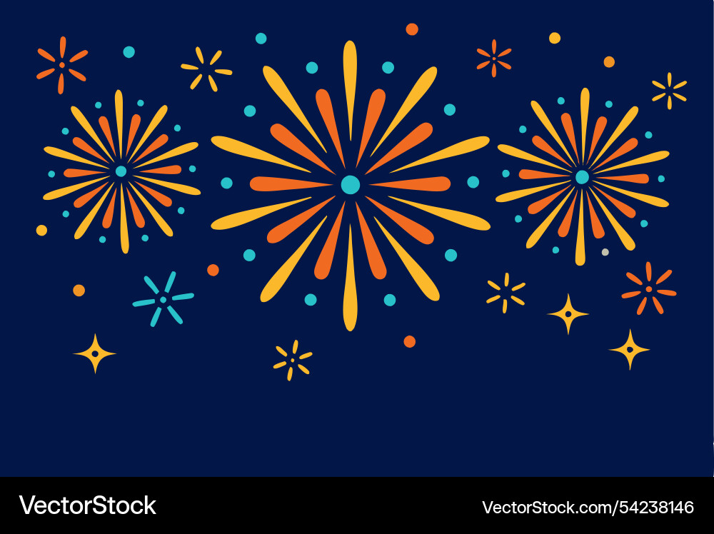 Fireworks display over cityscape at night Vector Image