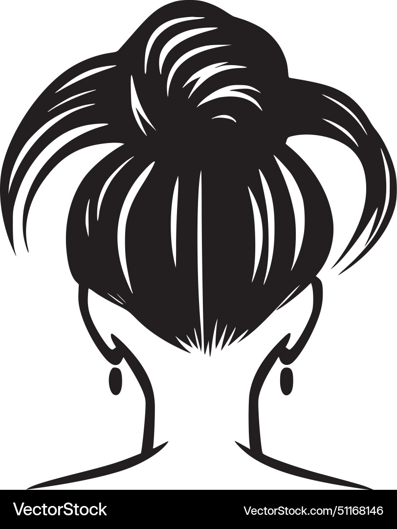 Messy bun - black and white Royalty Free Vector Image