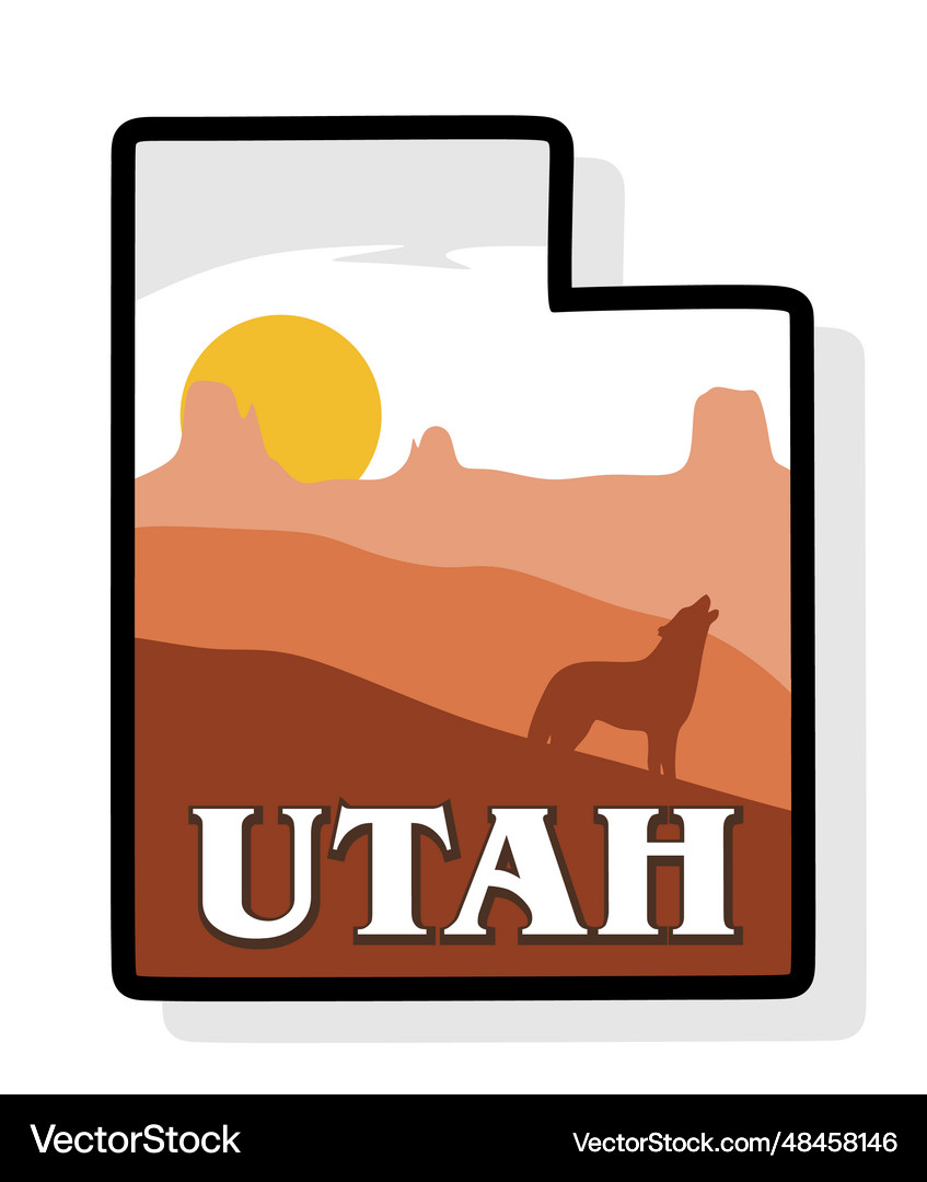 Utah state with white background Royalty Free Vector Image
