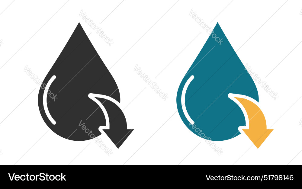Water drop low level icon moisture decrease arrow Vector Image