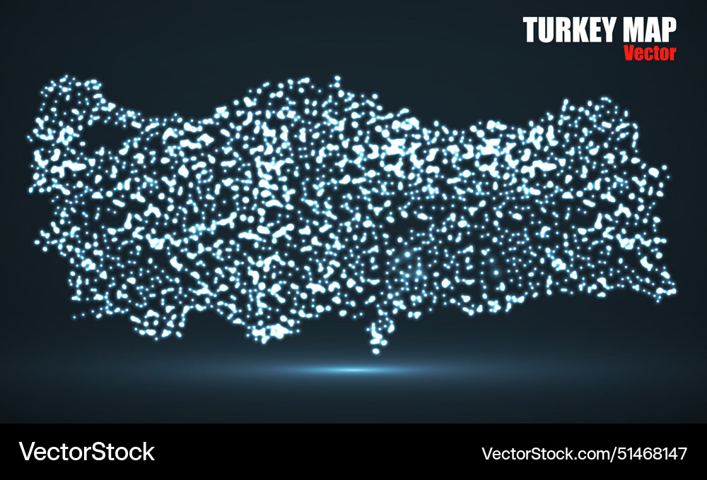 Abstract map of turkey with glowing particles Vector Image