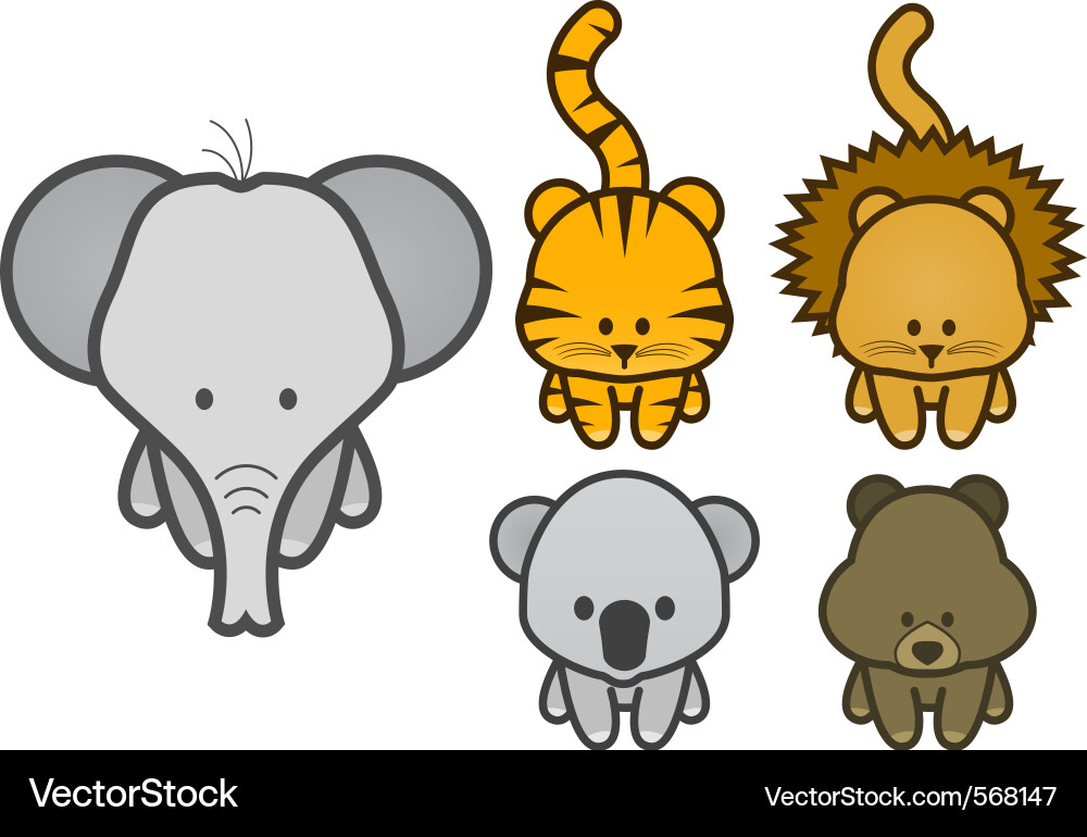 Cartoon zoo animals set Royalty Free Vector Image