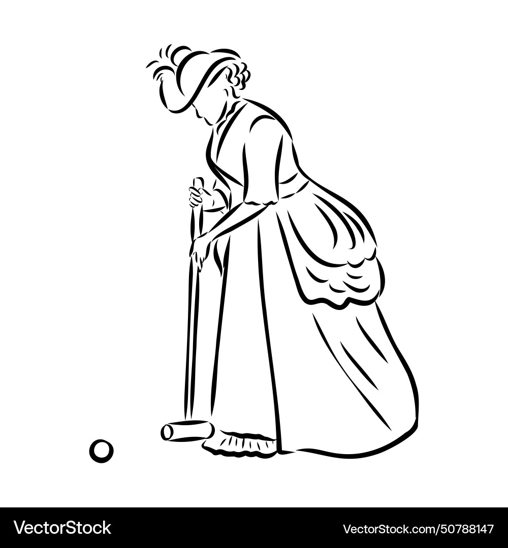 Drawing of a croquet mallet Royalty Free Vector Image