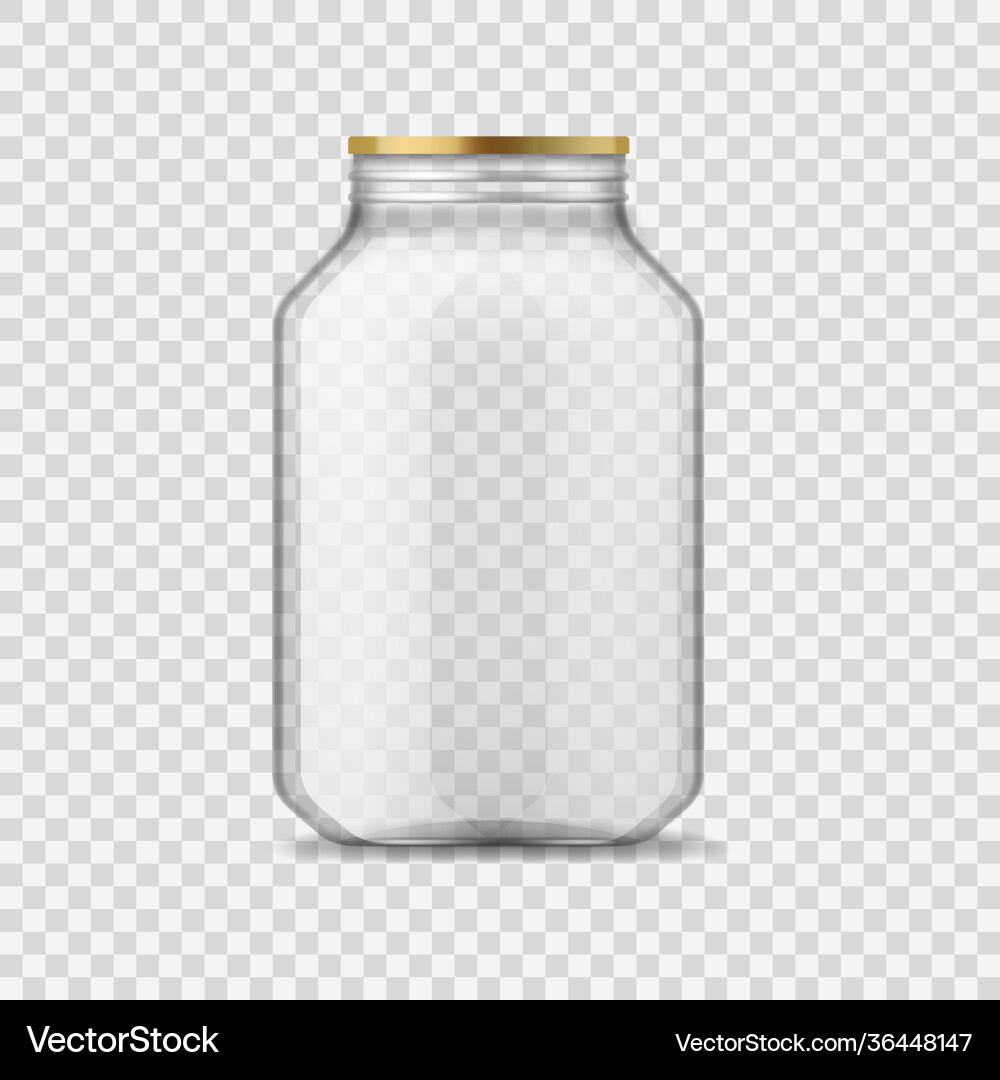 Glass jar empty clear container Royalty Free Vector Image