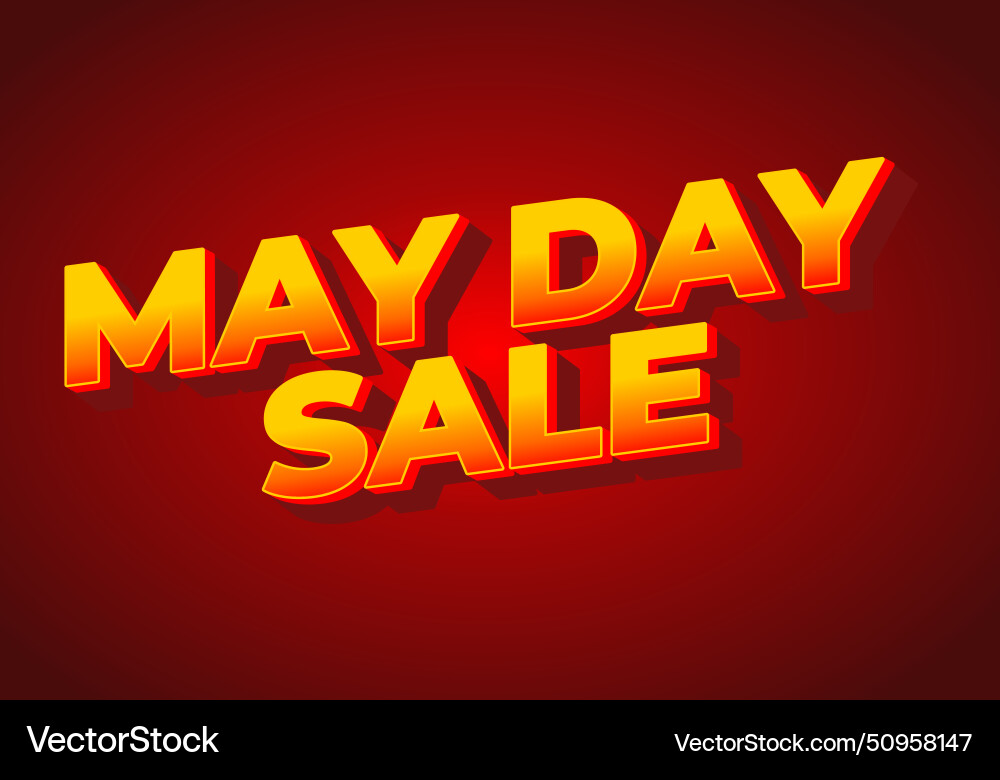 May day sale text effect in 3d look Royalty Free Vector