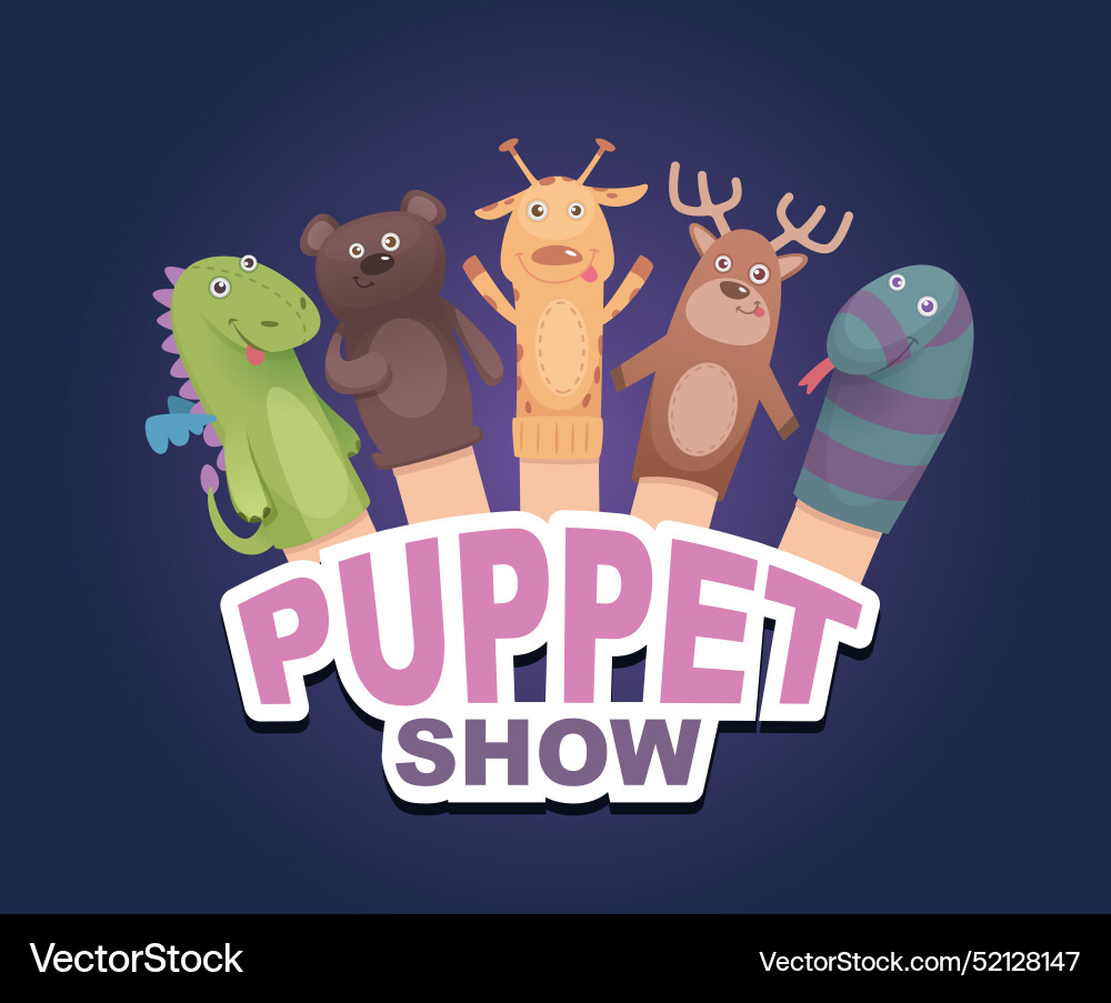 Puppet show cartoon animals socks puppets Vector Image