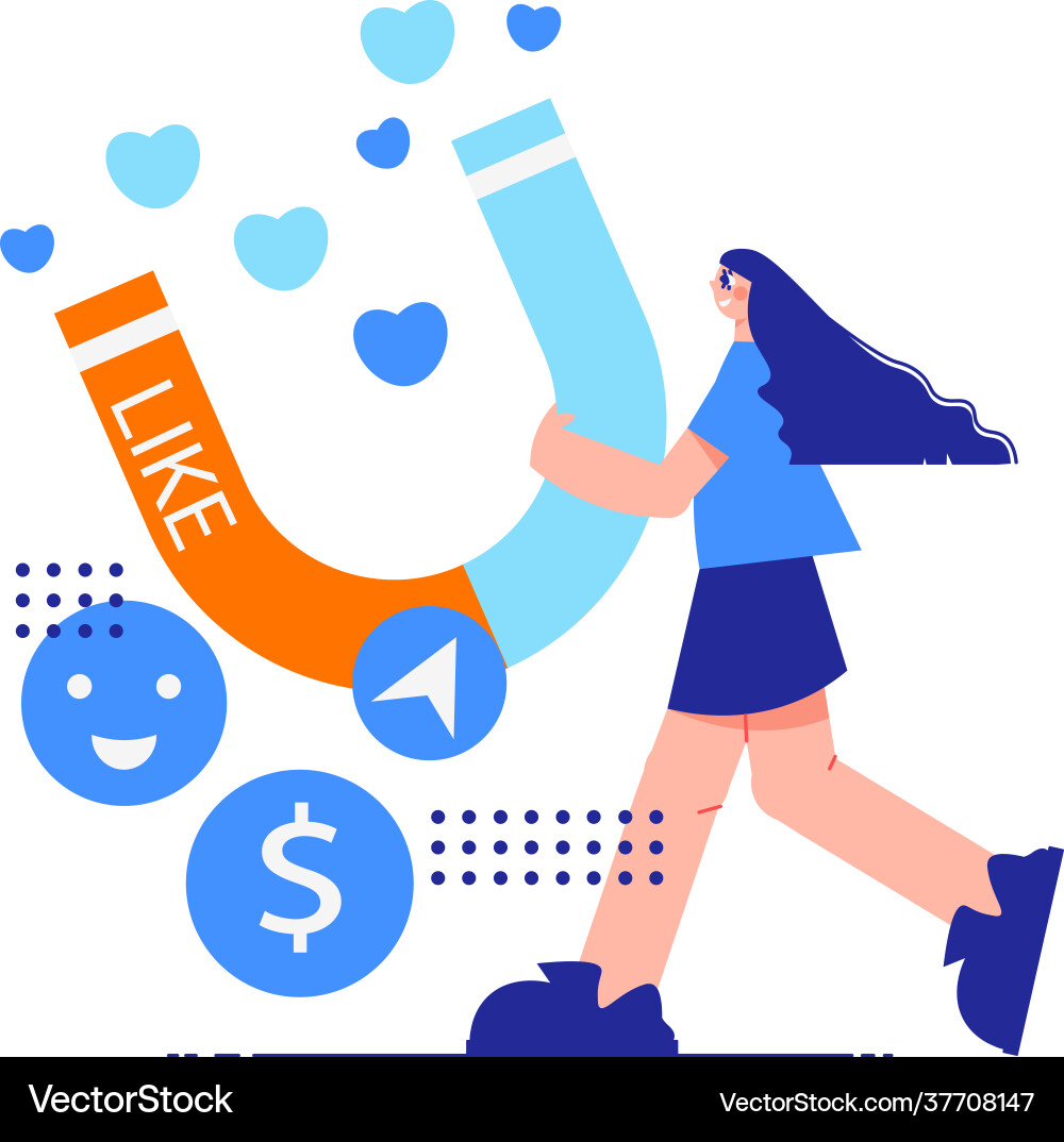 Social media magnet composition Royalty Free Vector Image