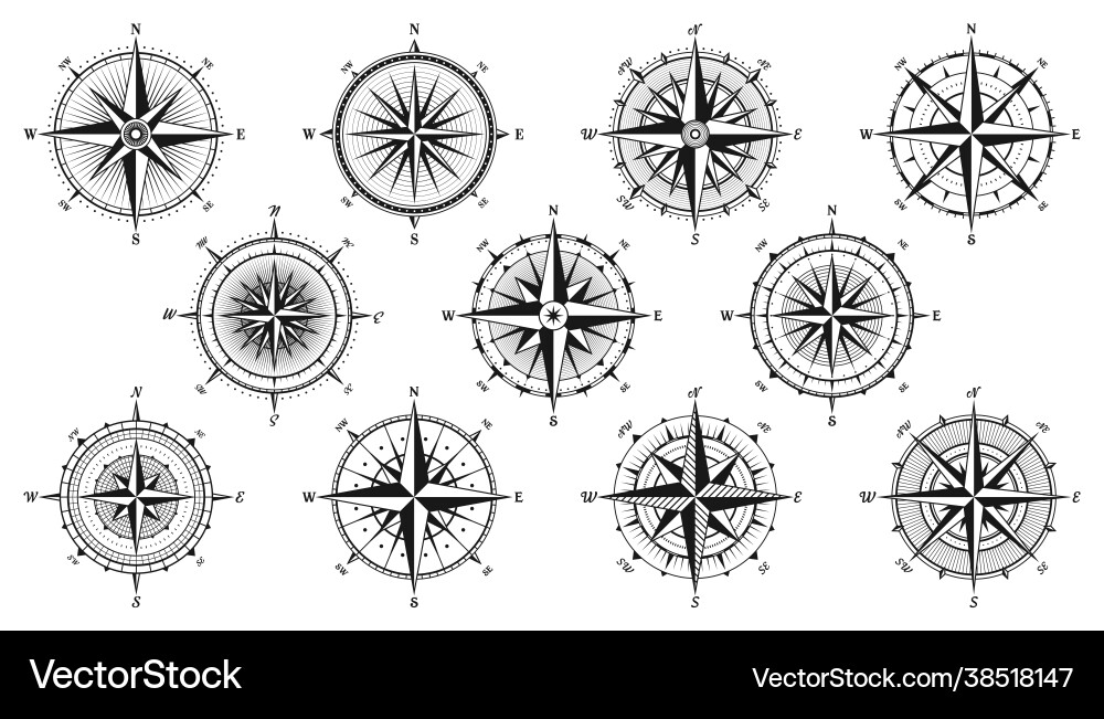 Vintage marine wind rose nautical chart Royalty Free Vector