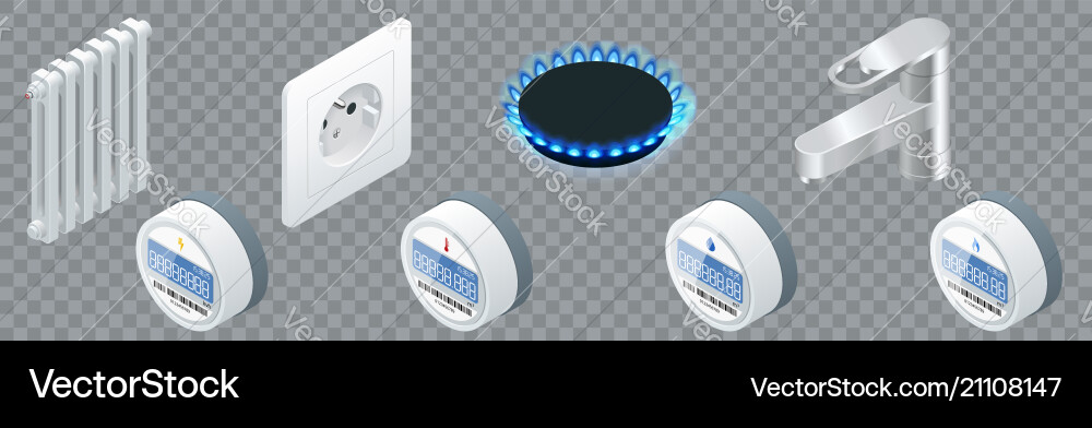 Water meter analog electric heat Royalty Free Vector Image