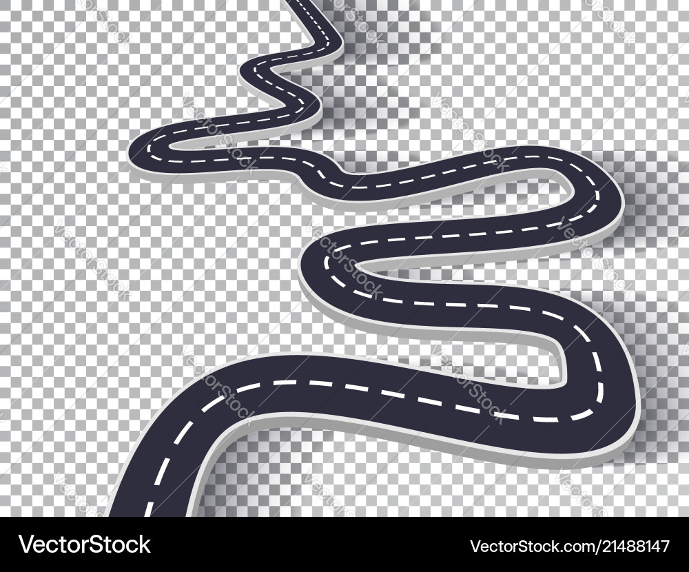 Winding road isolated transparent special effect Vector Image