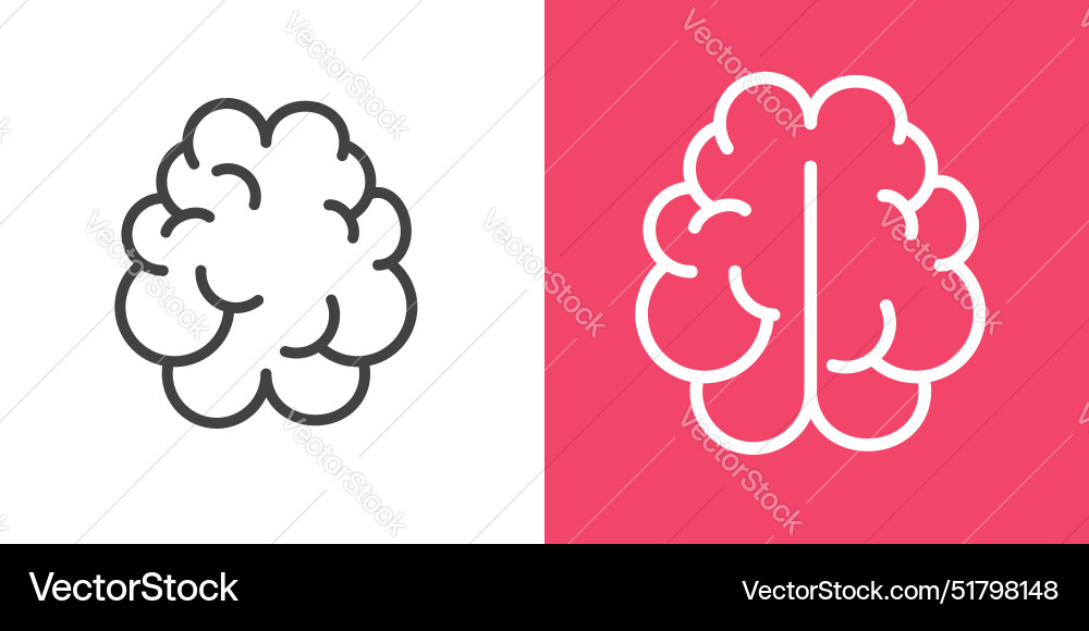 Brain icon set symbol line outline art simple Vector Image