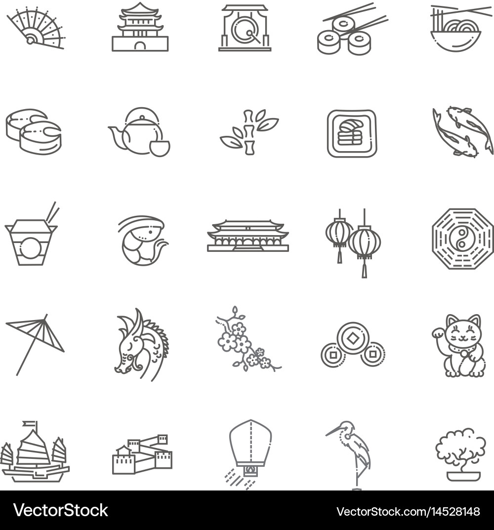 Japanese theme icon set Royalty Free Vector Image