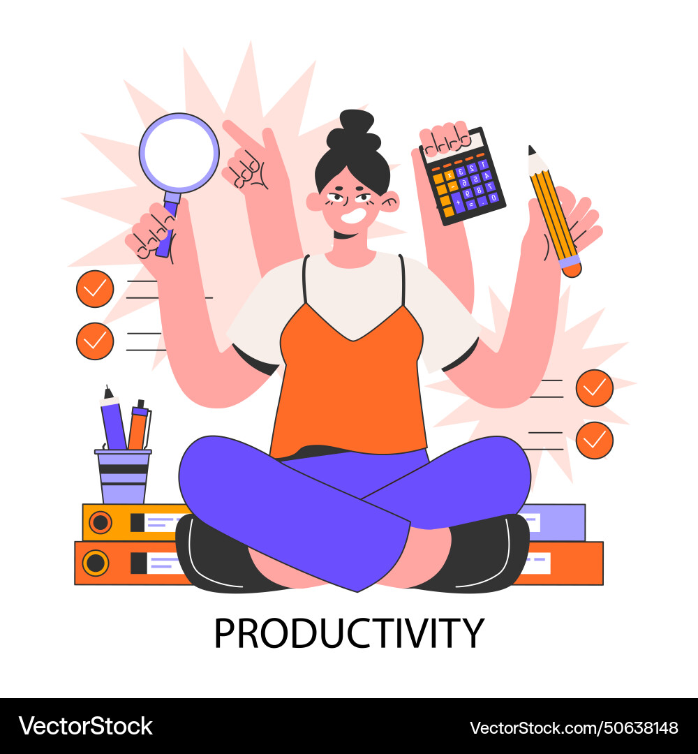 Productivity character worktime optimization Vector Image Productivity character worktime optimization Vector Image