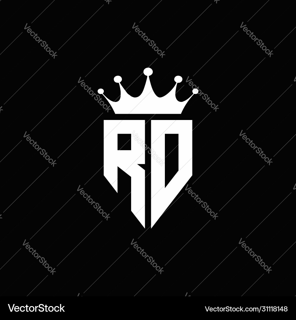 Rd logo monogram emblem style with crown shape Vector Image