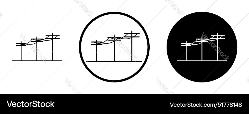 Utility pole icon set black filled and outlined Vector Image