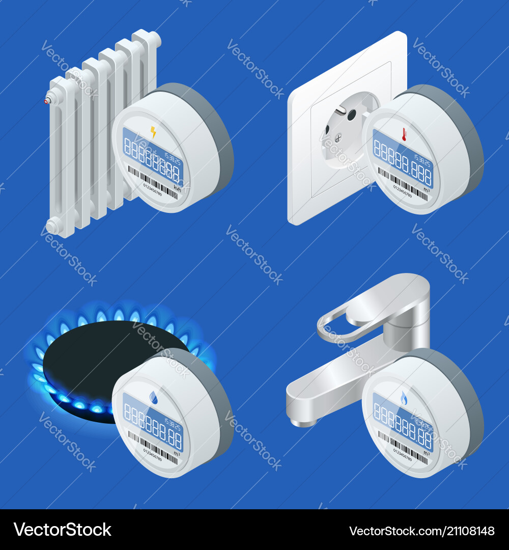 Water meter analog electric heat Royalty Free Vector Image