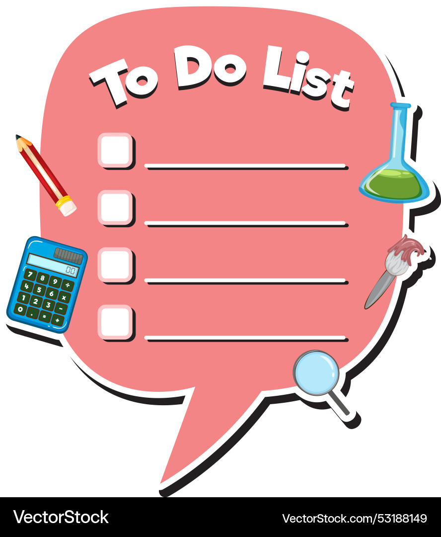 A vibrant to-do list with various icons Royalty Free Vector