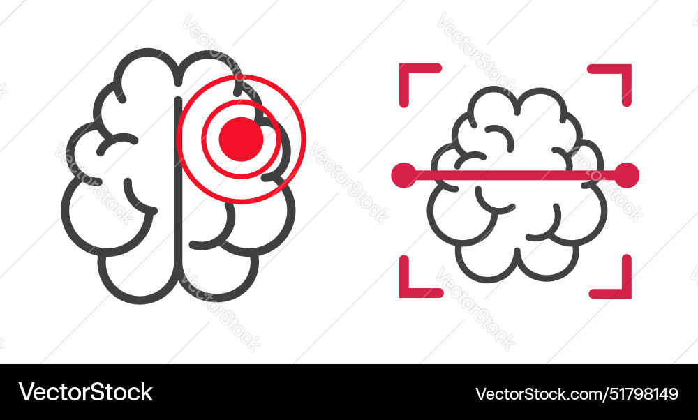Brain research scan icon graphic simple stroke Vector Image