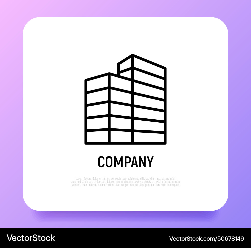 Company building exterior thin line icon real Vector Image