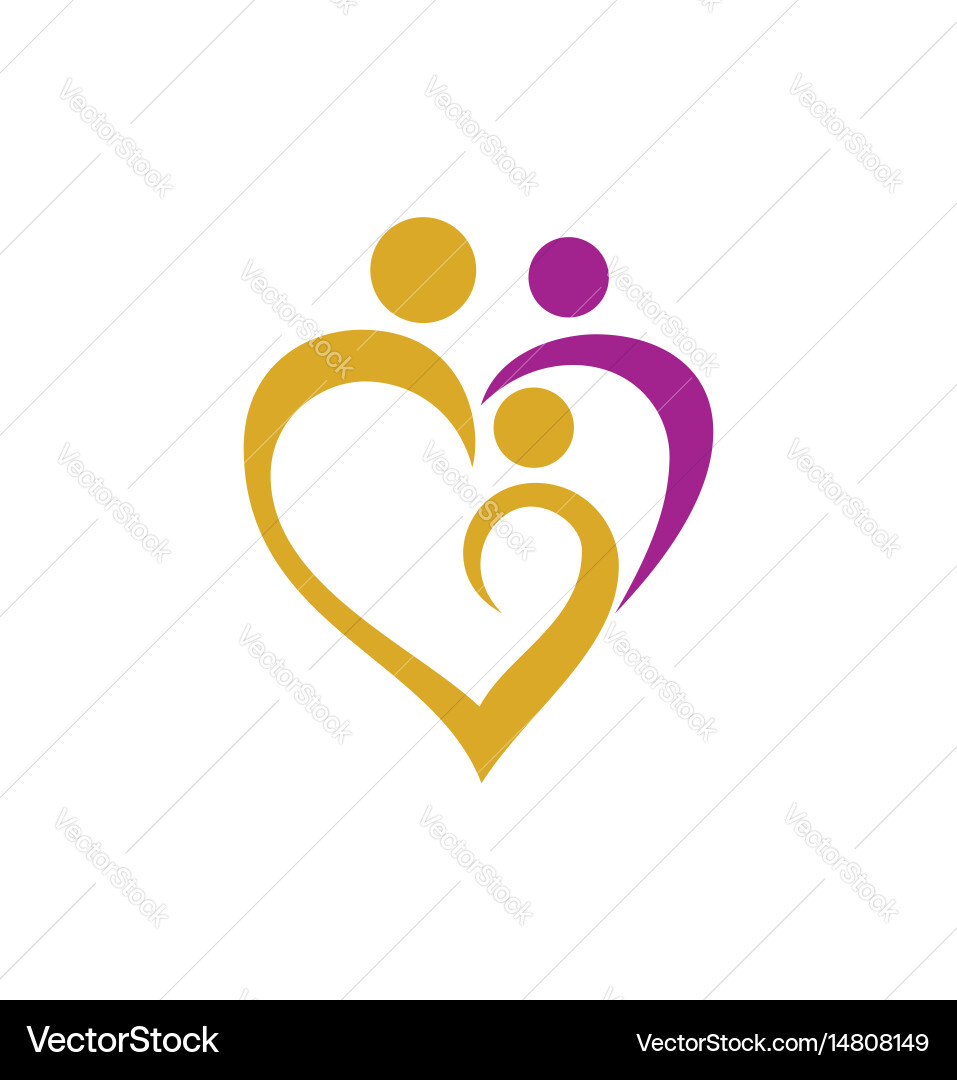 Heart love family logo Royalty Free Vector Image