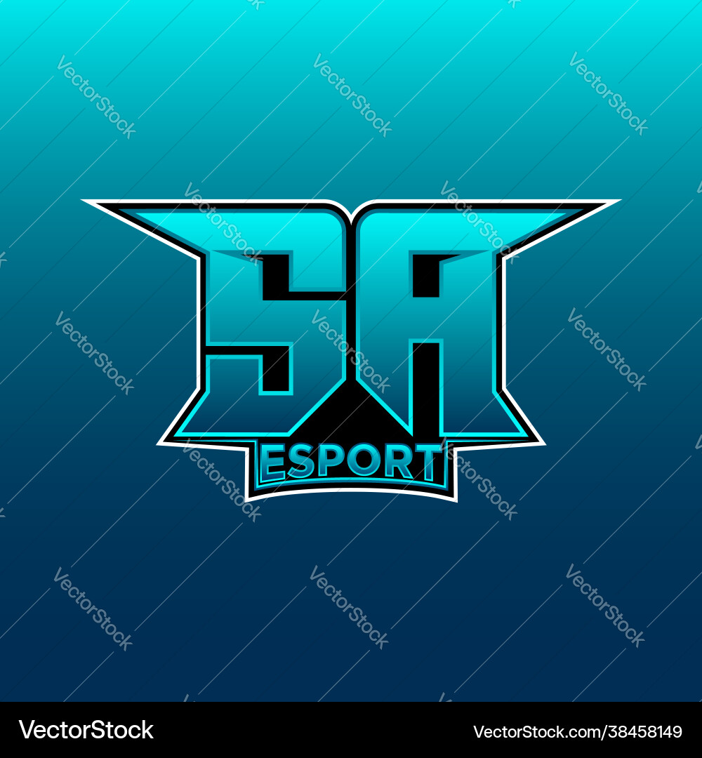 Sa initial gaming logo esports geometric designs Vector Image
