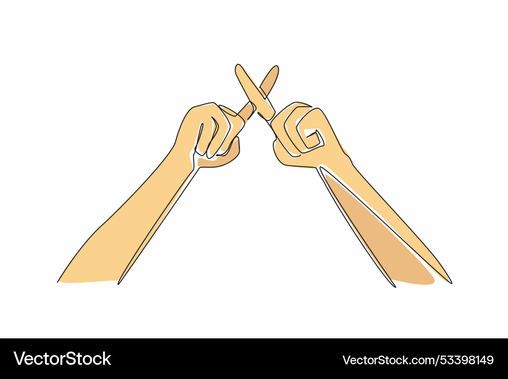 Single one line drawing fingers doing sign bad Vector Image