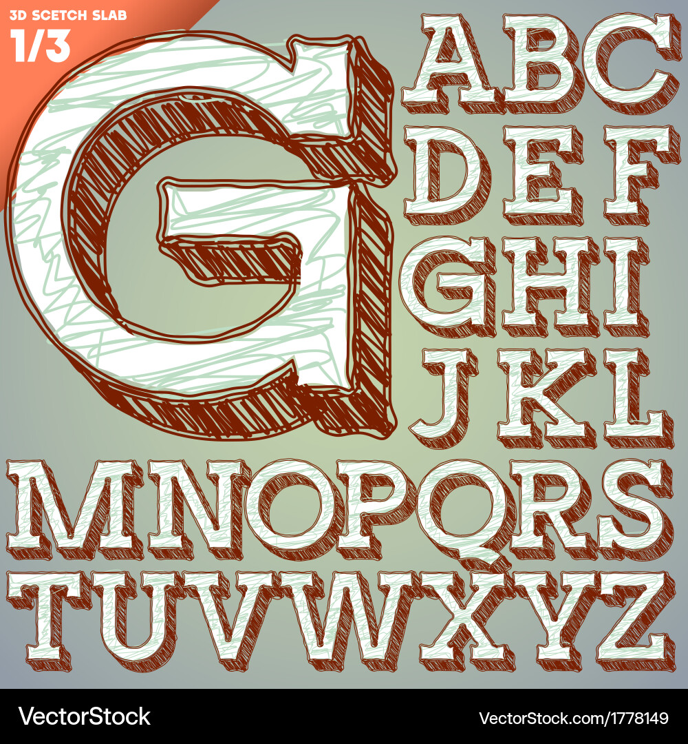 Sketch hand drawing alphabet Royalty Free Vector Image