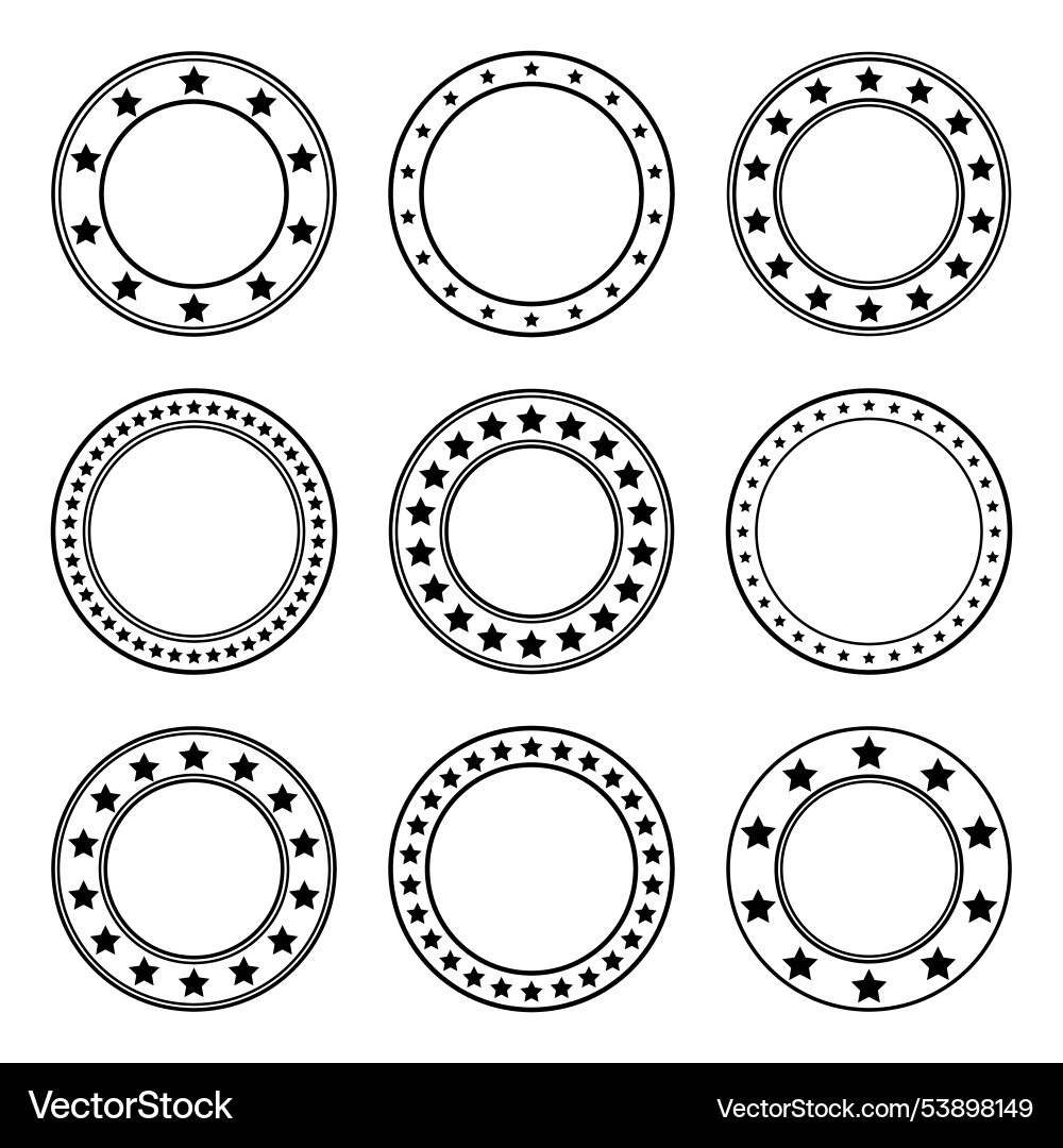 Stars of various sizes arranged in a circle round Vector Image