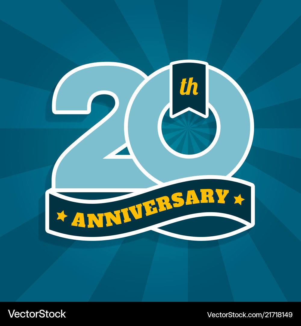 Twenty years anniversary with ribbon Royalty Free Vector