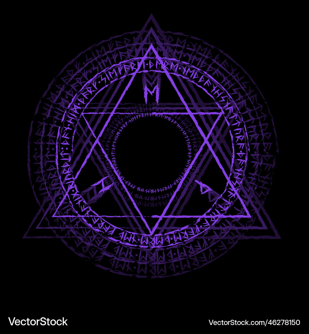 Abstract runes circle magic purple Royalty Free Vector Image